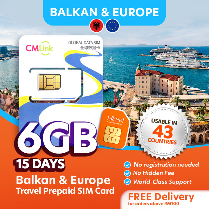 Balkan & Europe (6GB or 10GB) Travel Prepaid SIM Card | Lazada