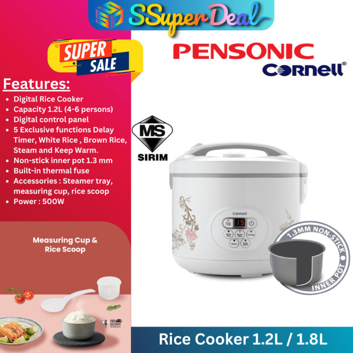 Pensonic Cornell Digital Rice Cooker 1.2L / 1.8L | Lazada