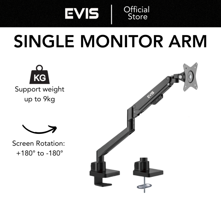 EVIS Single Monitor Arm Adjustable Monitor Stand Gas Strut Desktop ...