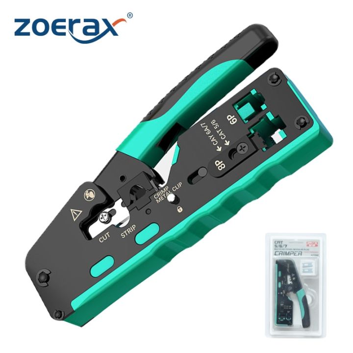 ZoeRax RJ45 Crimping Tool Pass Through, Professional Grade Ethernet ...