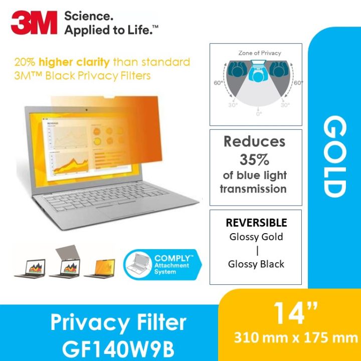 3M Gold Privacy Filter 14 Laptop with COMPLY Attachment System | Lazada ...