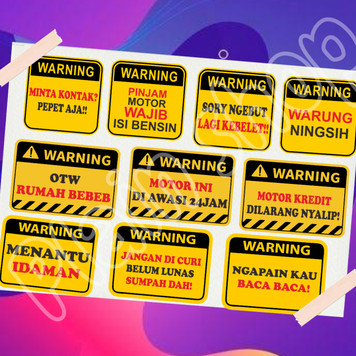 Stiker Warning / Sticker Peringatan / Sticker Motor / Stiker Unik ...