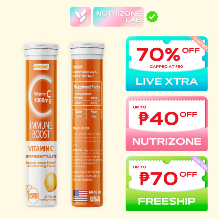 Nutrizone Effervescent Tablet Vitamin C 1000mg Immune Boost Support ...