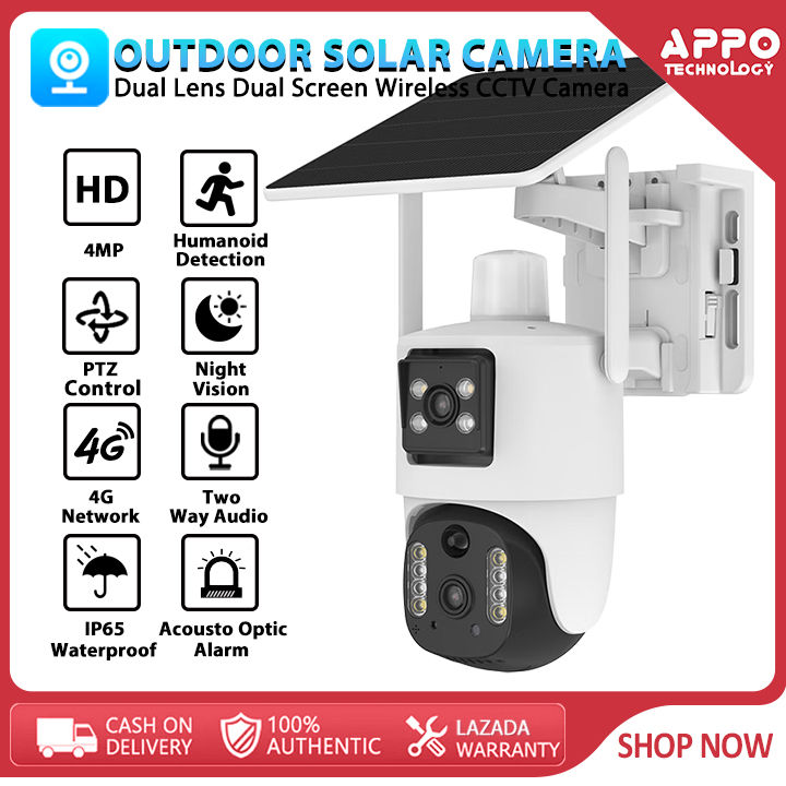 V380 BP5 4MP dual lens solar cctv camera Outdoor wireless human shape detection sound and light ...
