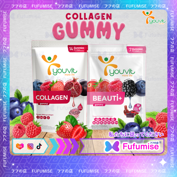 YOUVIT Multivitamin Collagen Gummy Beauti+ 7 Days Sachet dengan Kolin ...