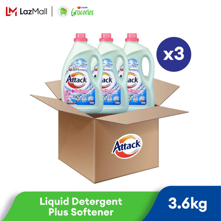 [CARTON] ATTACK LIQ DETER+SOFTENER 3600G x 3 | Lazada