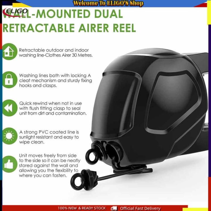 Mini Clothes Dryer 2X15M Cable Adjustable Retractable Clothes Line, 30M ...