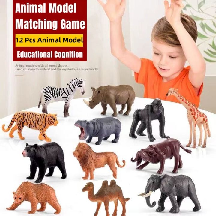 12pcs/set Wild Replite Farm Animals Toy Assorted Rubber Figures ...
