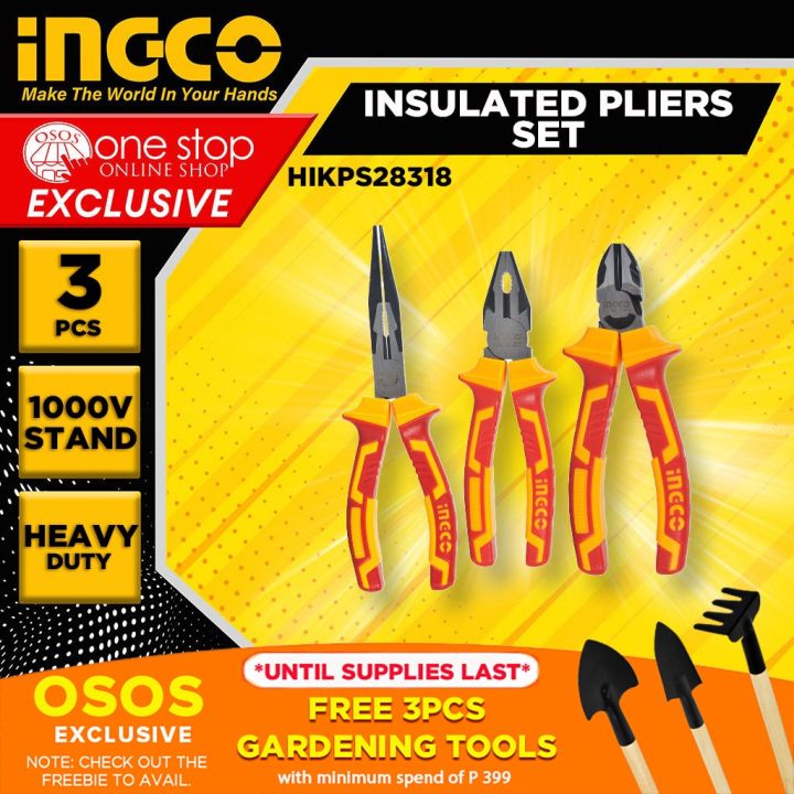 INGCO Original 3 Pieces Insulated Pliers Set HIKPS28318 •OSOS• | Lazada PH