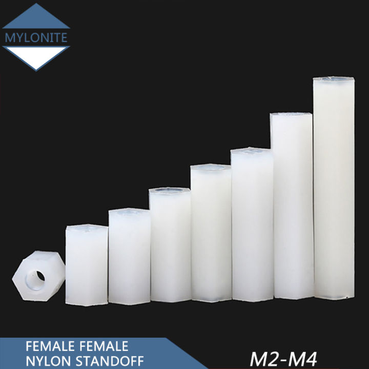 M2 M2.5 M3 White Hex Nylon Standoff Spacer Column Screw Flat Head ...