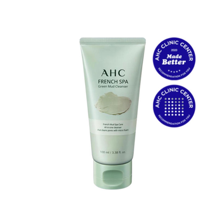 KOREA AHC FRENCH SPA GREEN MUD CLEANSER (100ML) 韩国 AHC法国温泉深海绿泥洗面乳 (100 ...