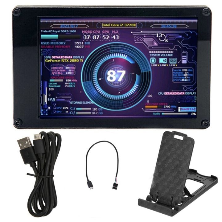 3.5 Inch Computer Monitor Black For Mini ITX Case IPS Secondary Screen ...