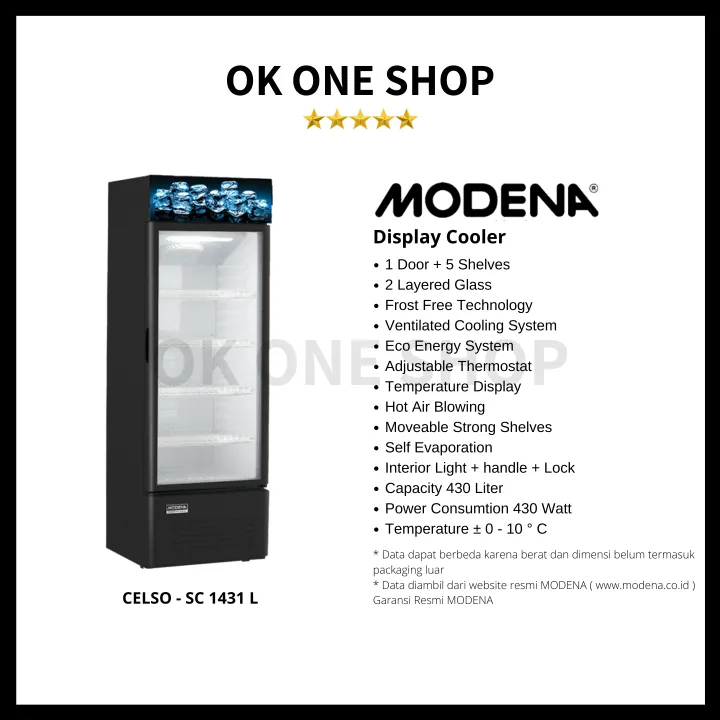 Showcase Display Cooler Modena SC 1431 Kulkas Kaca Transparan | Lazada ...