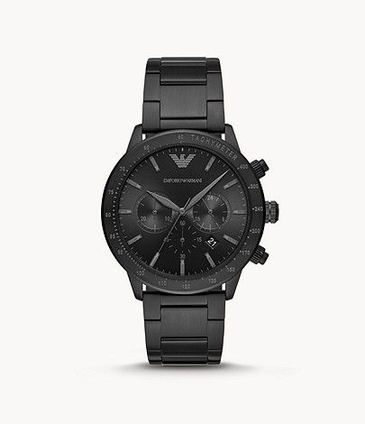 นาฬิกาข้อมือผู้ชาย AR11242 Emporio Armani Quartz Black Dial Black ...