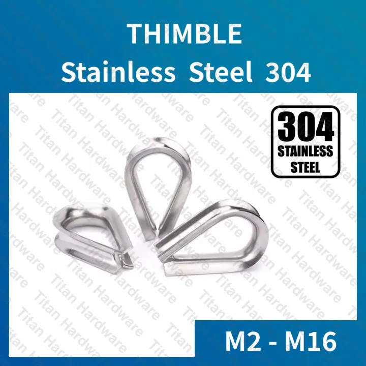 2pcs M2-M14 Stainless Steel Thimble 304 Wire Rope Cable Sewing Thimble ...