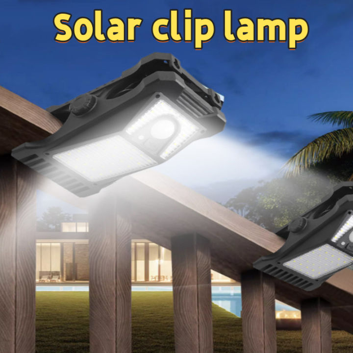 LED Solar Clip Light 3 Modes Motion Sensor Waterproof Balcony Garden ...