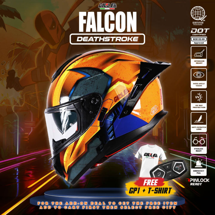 Gille Helmet 883 FALCON DEATHSTROKE Motorcycle Helmets Full Face Dual Visor Free Iridium Lens ...