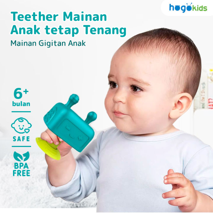 HOGOKIDS Teether Bayi | Mainan Gigitan Anak 6 Bulan Silikon Lembut Tahan Rusak Wadah Camilan BPA ...