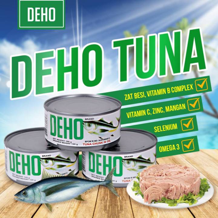 DEHO chunk tuna in oil ikan tuna kaleng dalam minyak 180 gram | Lazada Indonesia