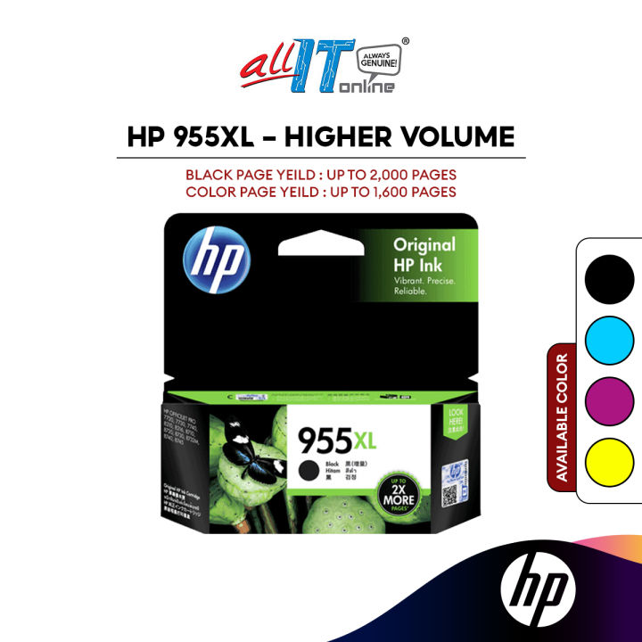 HP 955XL Ink Cartridge ( Black / Cyan / Magenta / Yellow ) - L0S63AA ...