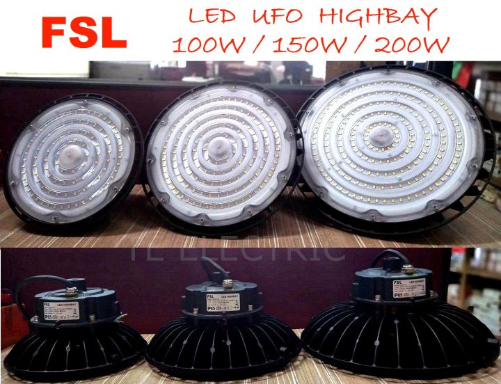 FSL 100W / 150W / 200W LED UFO HIGH BAY DAYLIGHT HANGING FACTORY LAMP ...