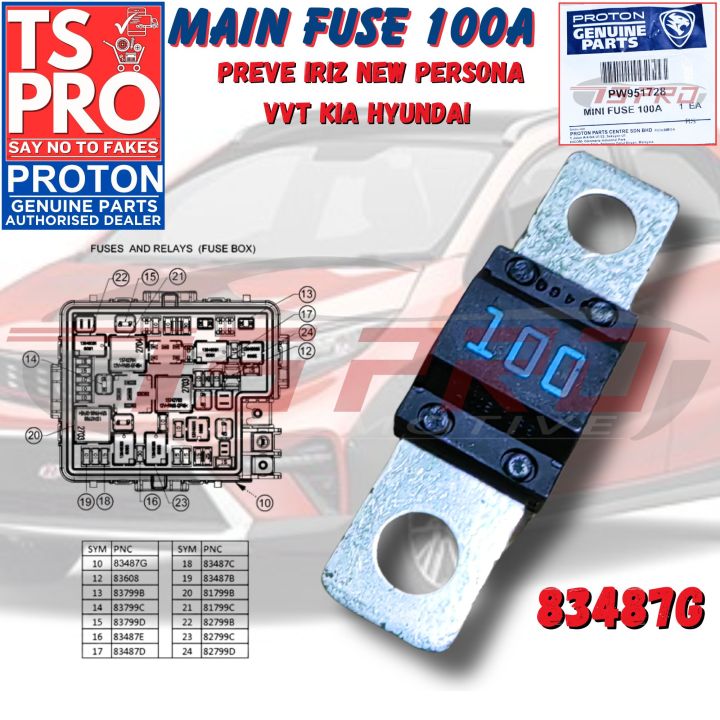 Proton Preve Iriz New Persona VVT KIA Hyundai Genuine Main Fuse 100A ...