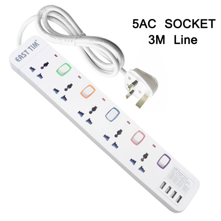 Multiple Power Strip 3 5 Ways Ac Uk Outlet Electrical Socket Plug With 4usb Individual Switched