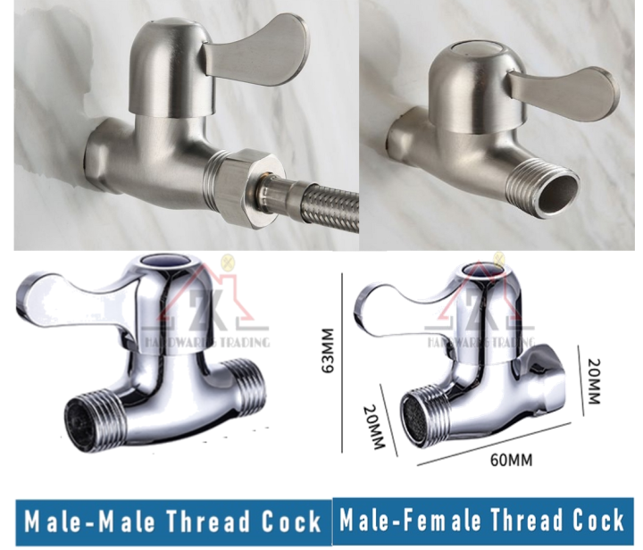 15MM 1/2" Stainless Steel Handle MF Stopcock Angle Valve Ball Valve MM ...