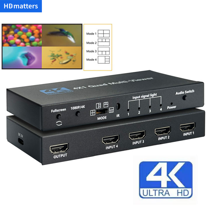 HDMI Multiviewer 4K 4X1 HDMI quad viewer 4 in 1 HDMI Multi-viewer ...