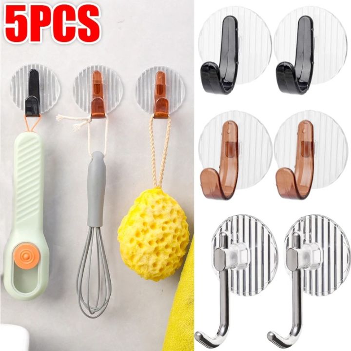 5PCS Acrylic Wall Hooks Transparent Strong Self Adhesive Door Wall Hook ...