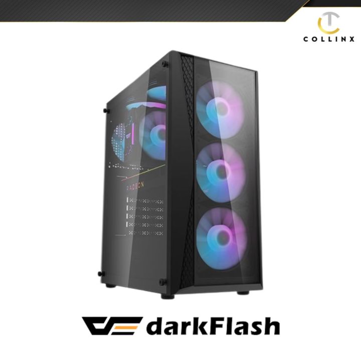 DarkFlash DK352 Plus Case | With Free 4 RGB Fans | Black ATX PC Desktop ...