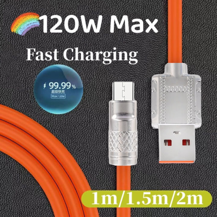 120W 6A Universal Fast Charging Cable USB Type C Cable Soft TPE Durable ...