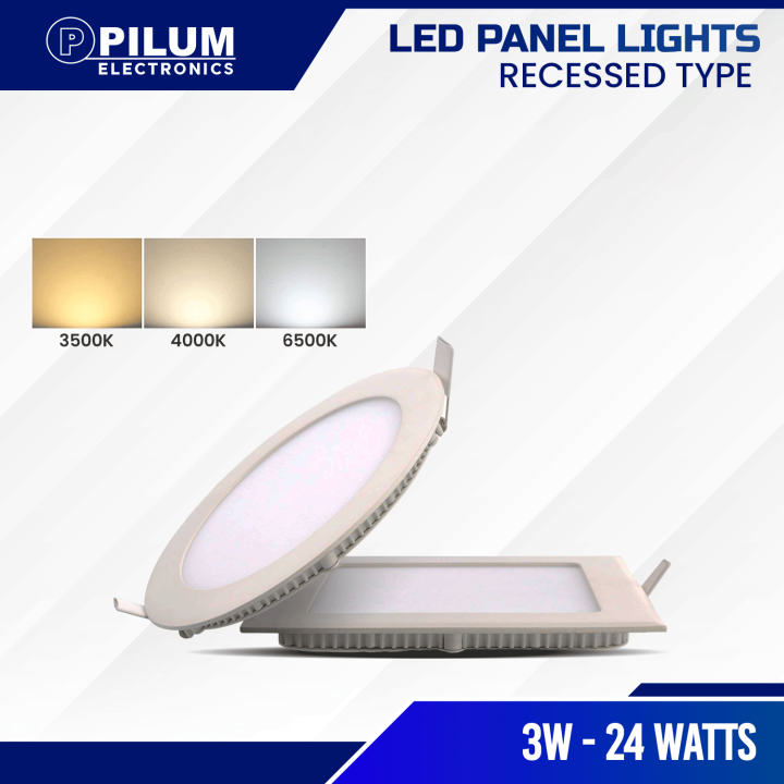 LED RECESSED PANEL LIGHTS 3w, 6w, 9w, 12w, 18w, 24w / Round / Square ...