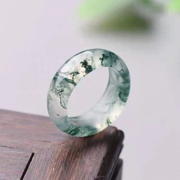 Natural Aquatic plants agate ring jade ring floating flower Agate Ring ...