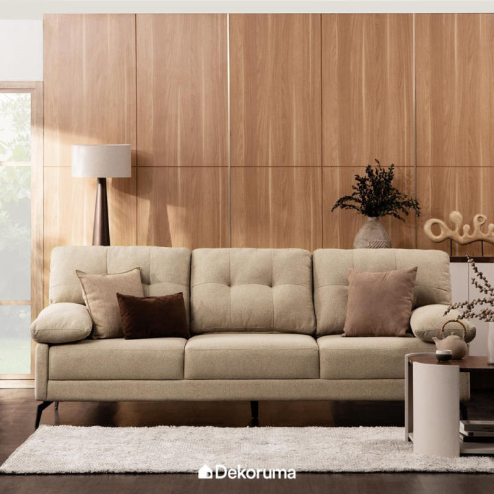Dekoruma NATA Sofa Ruang Tamu 3 Seater Fabric - Cokelat | Lazada Indonesia