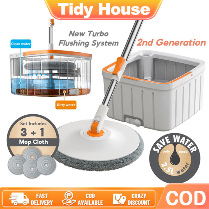 【Local delivery】360 Self Cleaning Mop Tornado Clean water Spin Mop and Bucket Set tornado mop ...