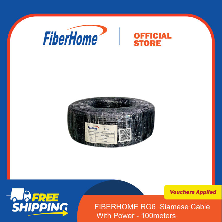 FIBERHOME RG6 Siamese Cable With Power - 100meters | Lazada PH