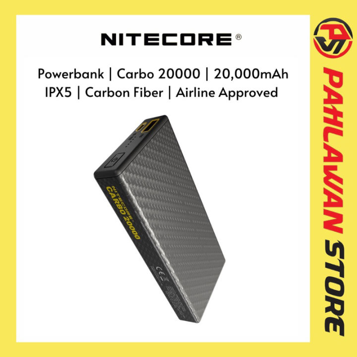 NITECORE Powerbank 20000mAh Lightweight CARBO 20000 Carbon Fiber 20W ...