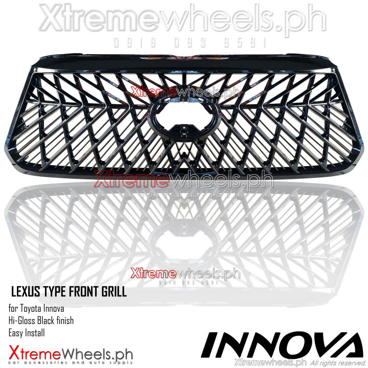 Toyota Innova 2021 to 2026 Lexus Type Hi Glossy Black Front Grill / Grille ( Innova Accessories ...
