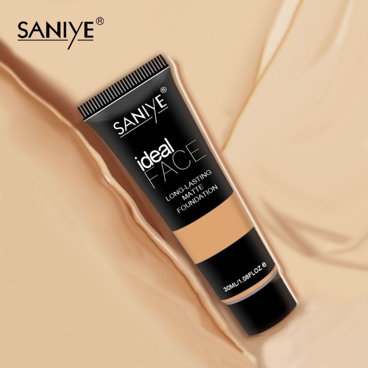 SANIYE Foundation Cair Matte Poreless Liquid Foundation Dengan Pelembab ...