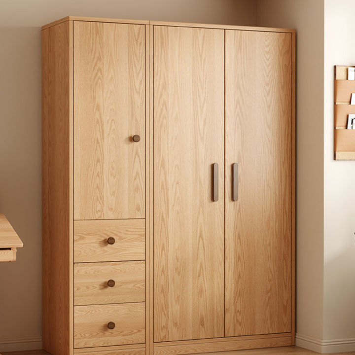 All Solid Wood Oak Bedroom Wardrobe Storage Cabinet | Lazada Singapore