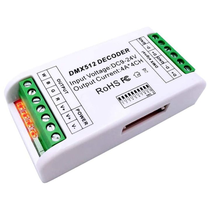 Mini 4 Channel DMX RGBW Decoder 16A RGB RGBW Strip Controller DMX 512 ...