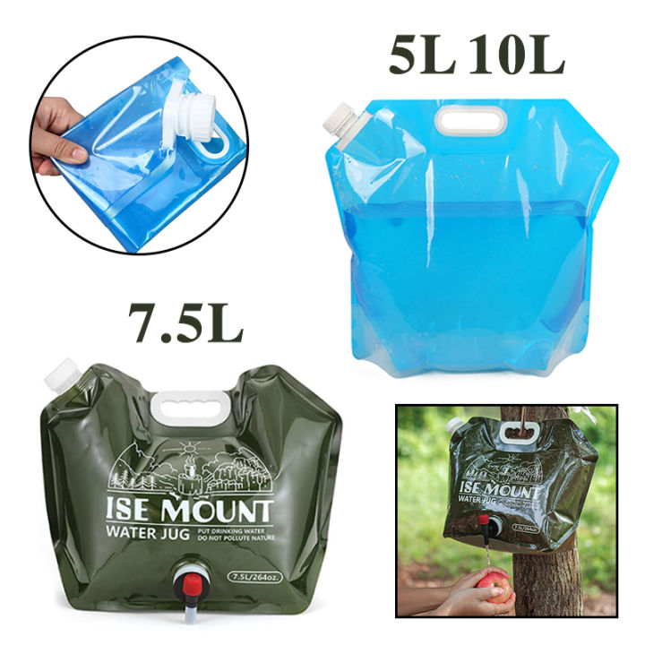 10L/7.5L Foldable Water Container Bag Camping Water Storage Bag with ...