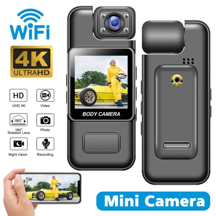 4K 1080P HD WiFi Mini Camera Portable Digital Video Recorder Police ...