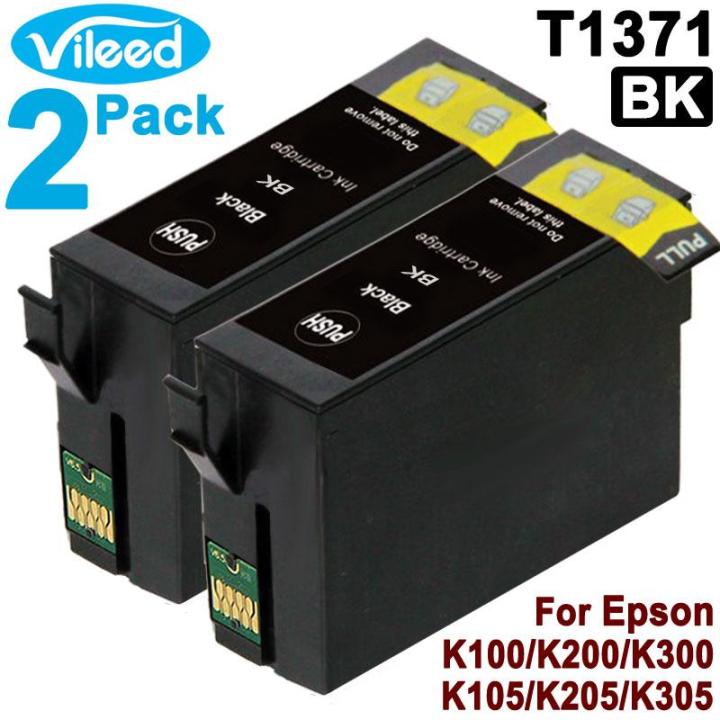 2 Pack 137 T1371 BK Ink for EPSON Black Print Cartridge for K100 K200 ...