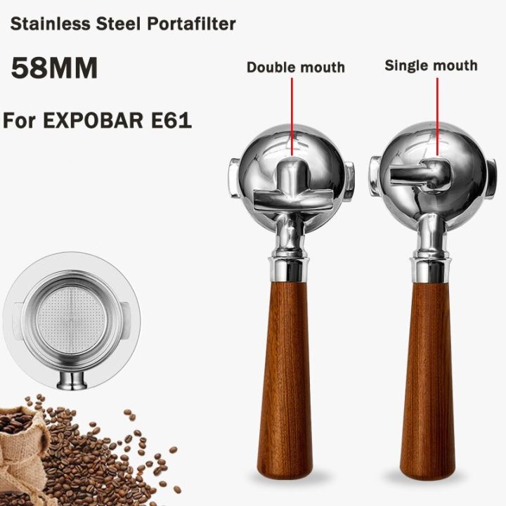 EXPOBAR E61ชงกาแฟสเตนเลสสตีลสากล58มม. ด้ามไม้แข็งแบบเดี่ยว/ปากคู่ ...