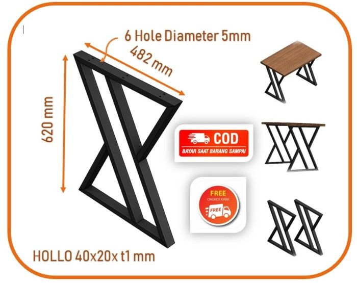 kaki besi holo,kaki meja komputer,kaki meja kantor | Lazada Indonesia