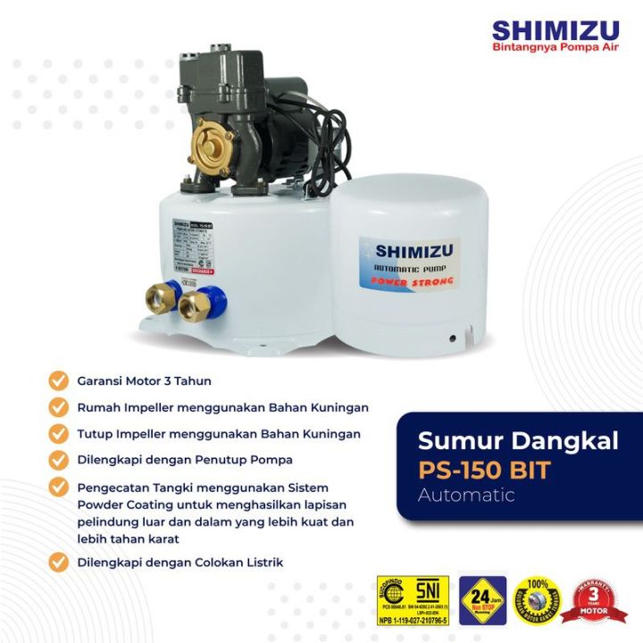 Pompa Air Shimizu PS150BIT Sumur dangkal Otomatis - 150 Watt | Lazada Indonesia