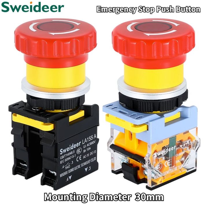 Emergency Stop Push Button Switch Mushroom Head Power Switch Control ...