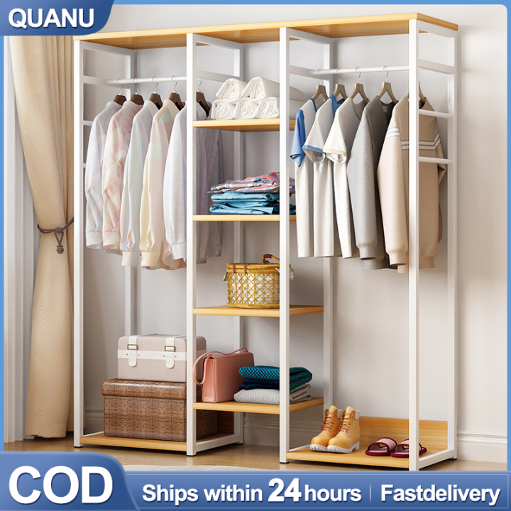 QUANU-Cloth Wardrobe Rack Cabinet Simply Style Coat Rack Multi-Purpose ...